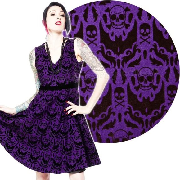Sourpuss | Dresses | Sourpuss Spooky Damask Purple Dress Size Medium ...